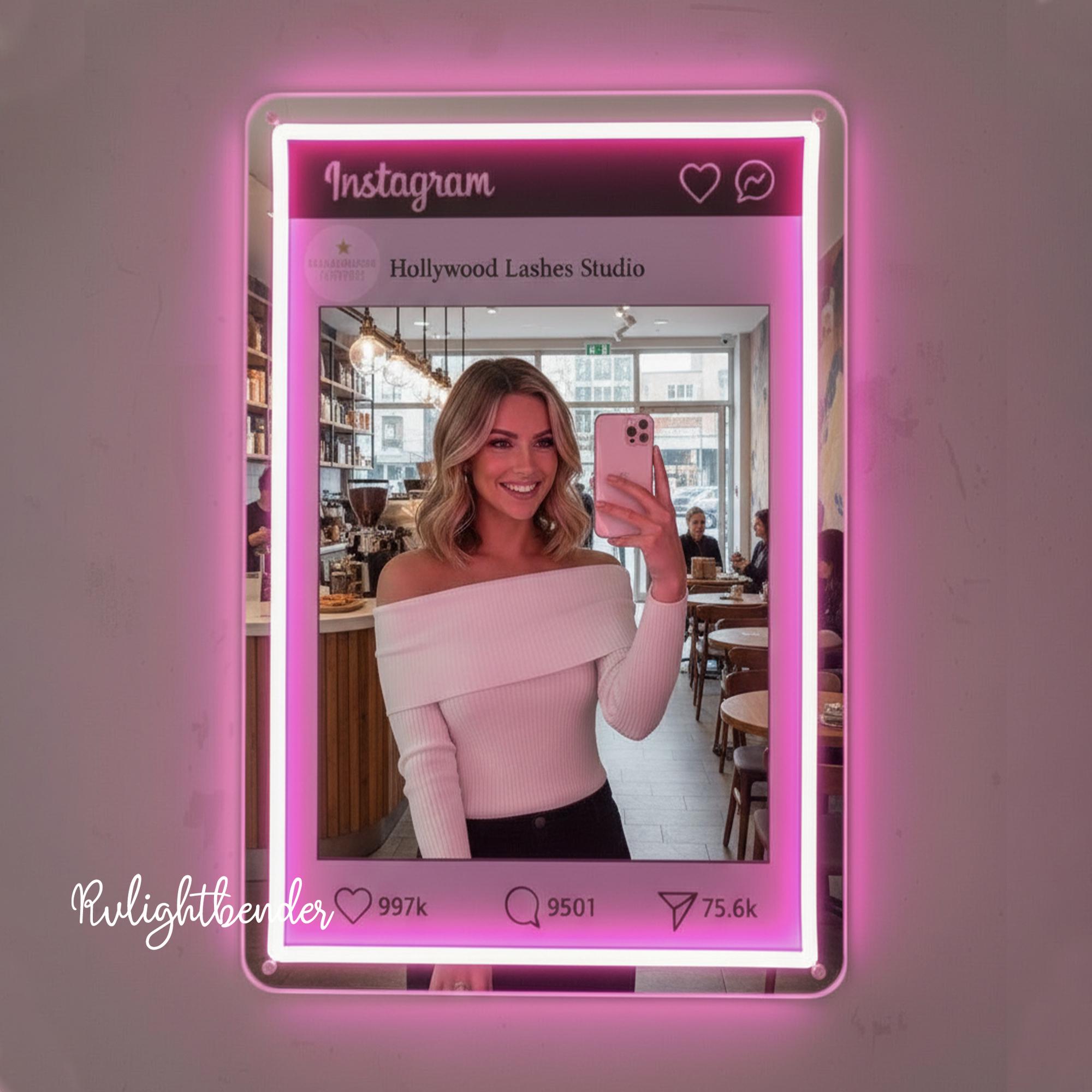 Personalized Social Media Mirror Sign, LED Edge Light, Custom Username ...