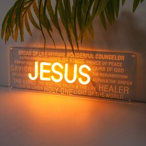 Jesus Word Cloud Neon Sign: Christian Wall Decor - Etsy