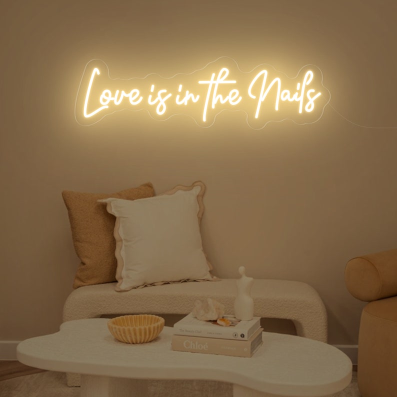 Love is in the Nails Neon Sign, Beauty Salon Signboard, Nail Studio ...