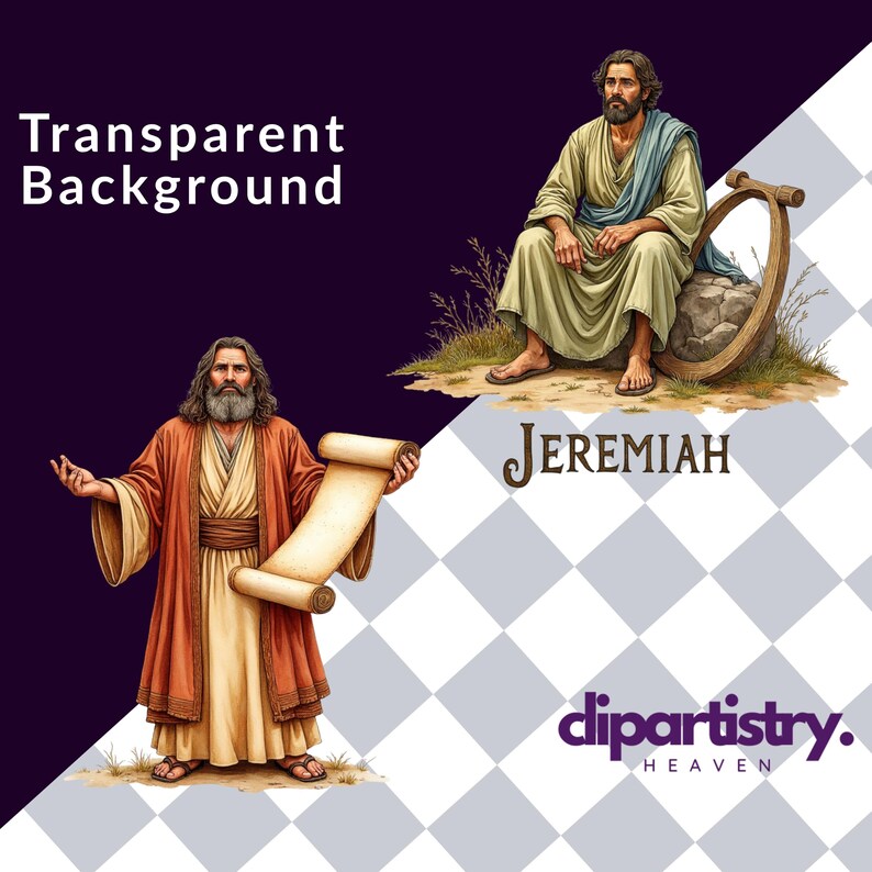 Old Testament Prophets Clipart Set – 20 Bible Character Pngs for ...
