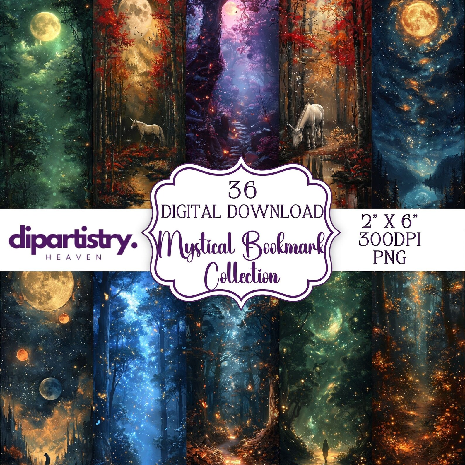 Enchanted Forest Bookmark Bundle 36 Mystical PNG Collection for Booklovers & Creators ...