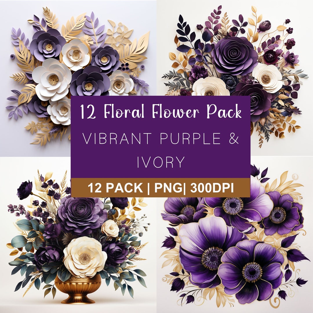 Watercolor Floral Clipart Bundle, 12-pack Flower and Foliage Clipart ...