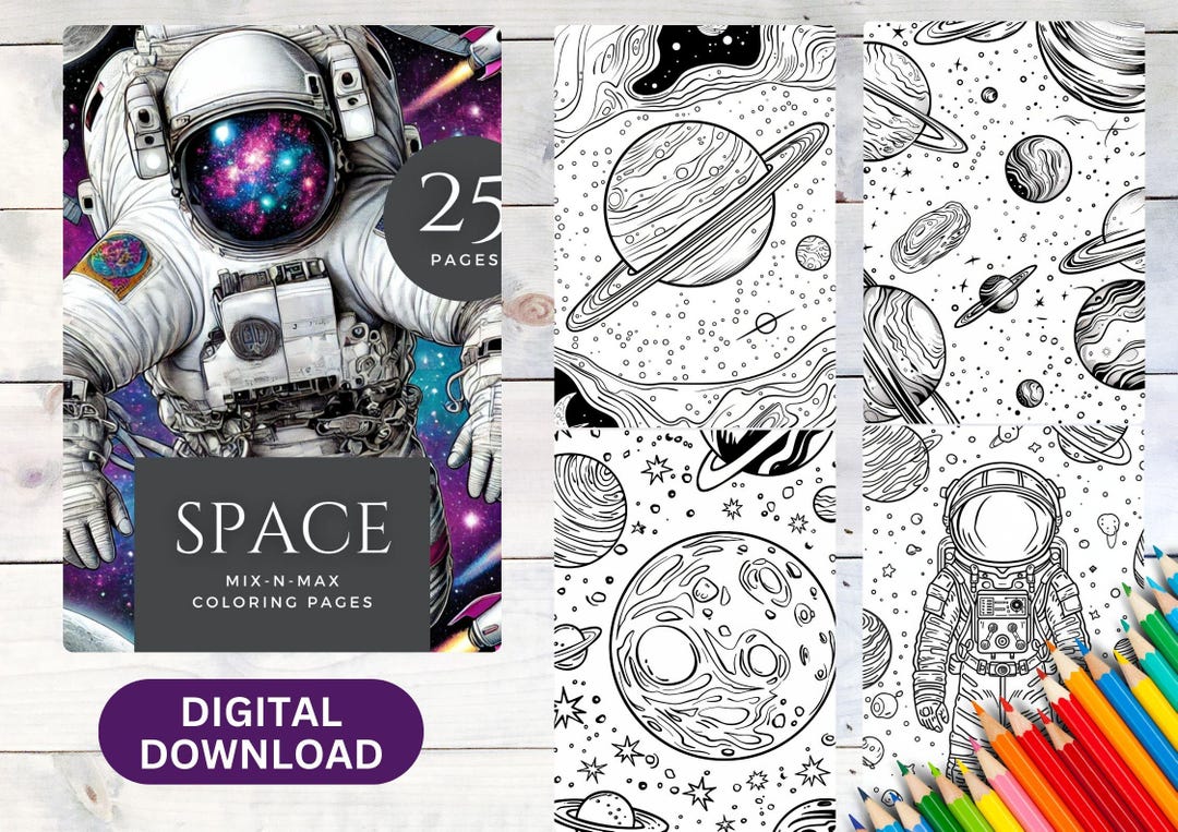 Space Coloring Pages | 25 Astronaut & Space-themed Sheets | Digital ...