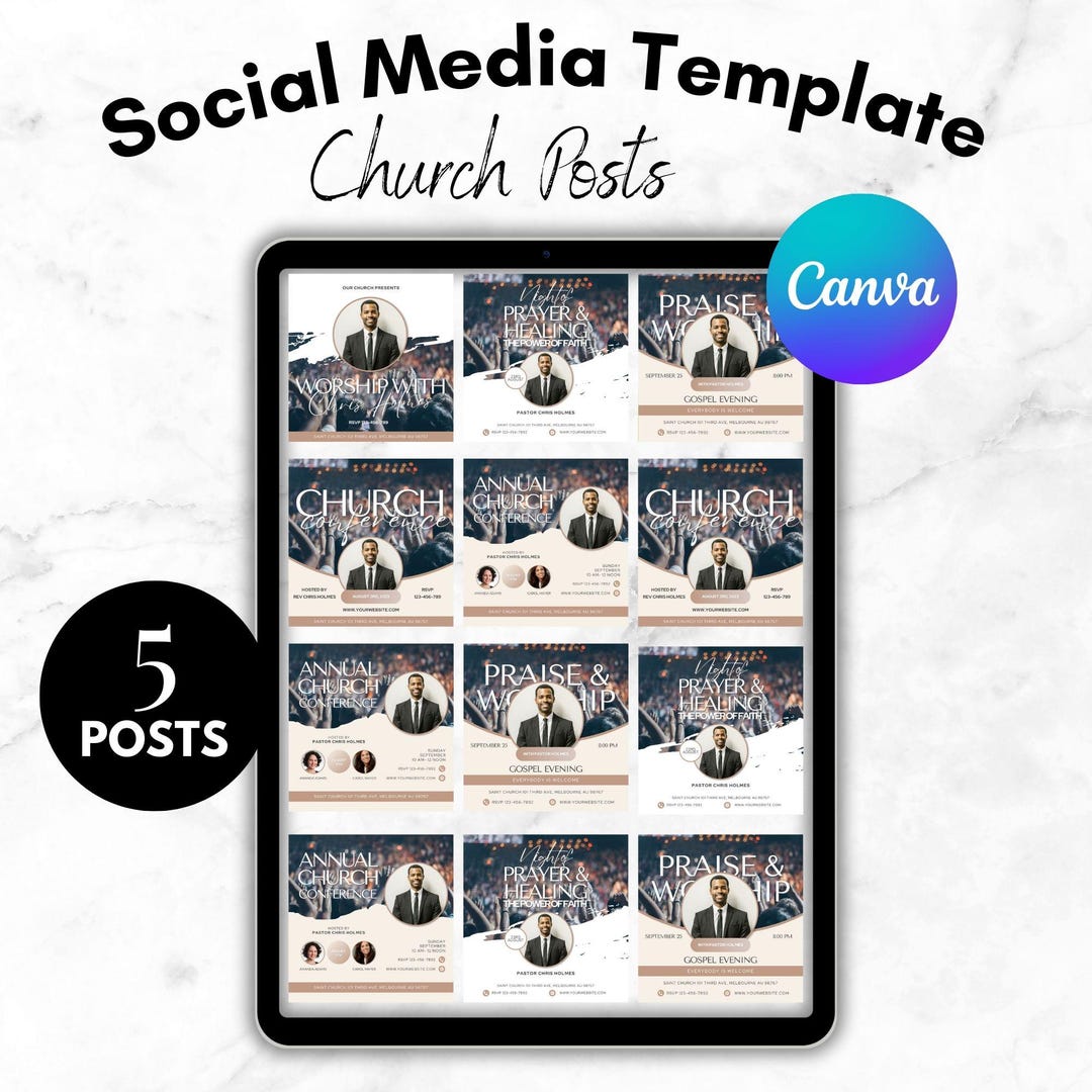 Church Event Canva Template Pack Editable Flyers for Conferences ...
