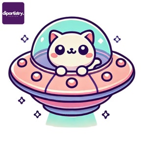 Kawaii Space Cat Clipart Set 16 PNG Files, 300 DPI, Transparent ...