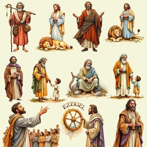 Old Testament Prophets Clipart Set – 20 Bible Character Pngs for ...