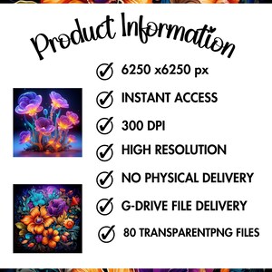 Neon Glow Floral Clipart Collection - Luminous Bouquet Art, Electric ...