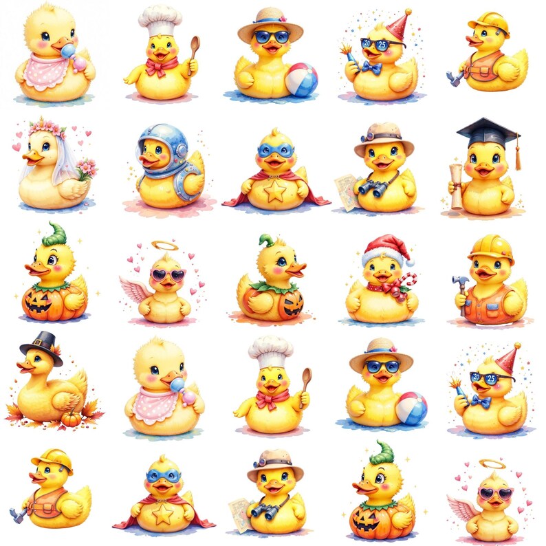 Rubber Ducky Clipart Bundle With Cute Yellow Ducks for Birthdays ...
