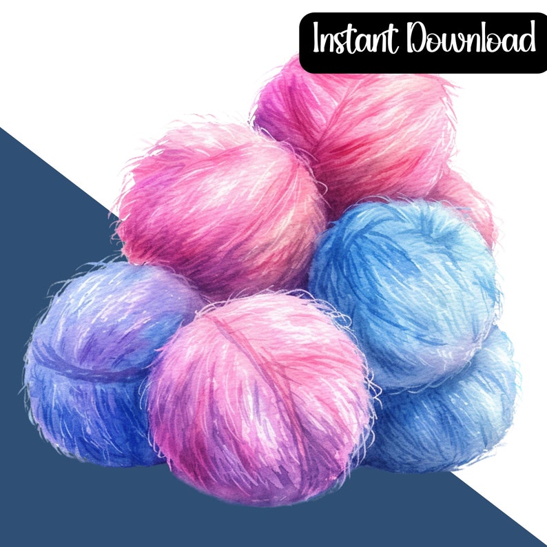 Watercolor Knit Art Clipart: Printable Crochet and Yarn Graphics ...