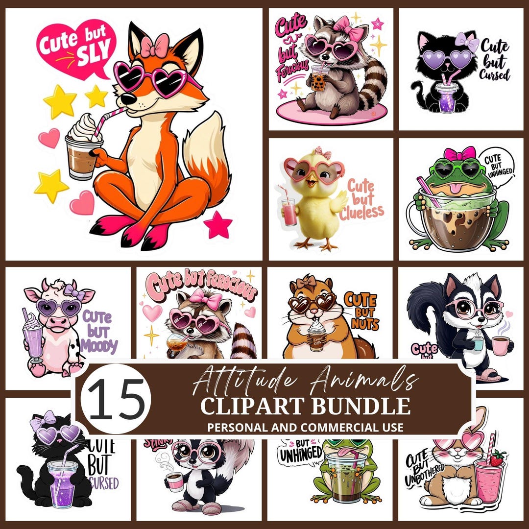 Sassy Bunny Clipart Set With Attitude Quotes, Cute but Unbothered ...
