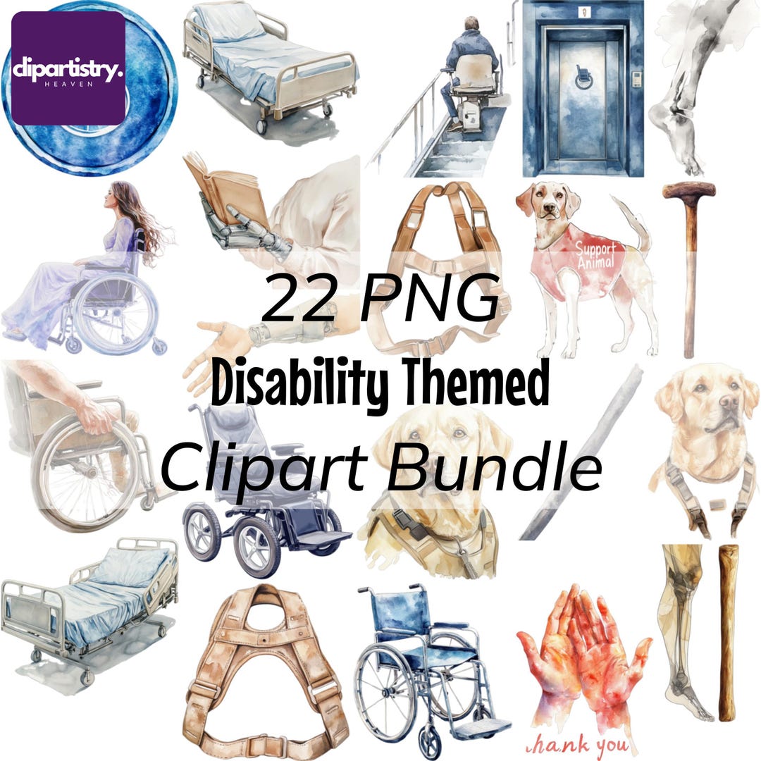 Disability Clipart Bundle - Wheelchair, Service Dog, Medical Art ...
