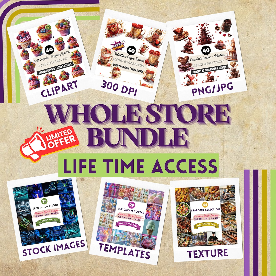 Mega Bundle Clipart: Whole Store Lifetime Access Complete Shop Bundle ...