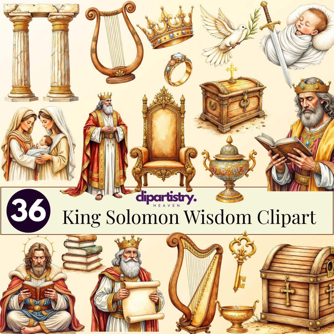 King Solomon Wisdom Clipart Bundle – Bible Wisdom PNG Set, Proverbs ...