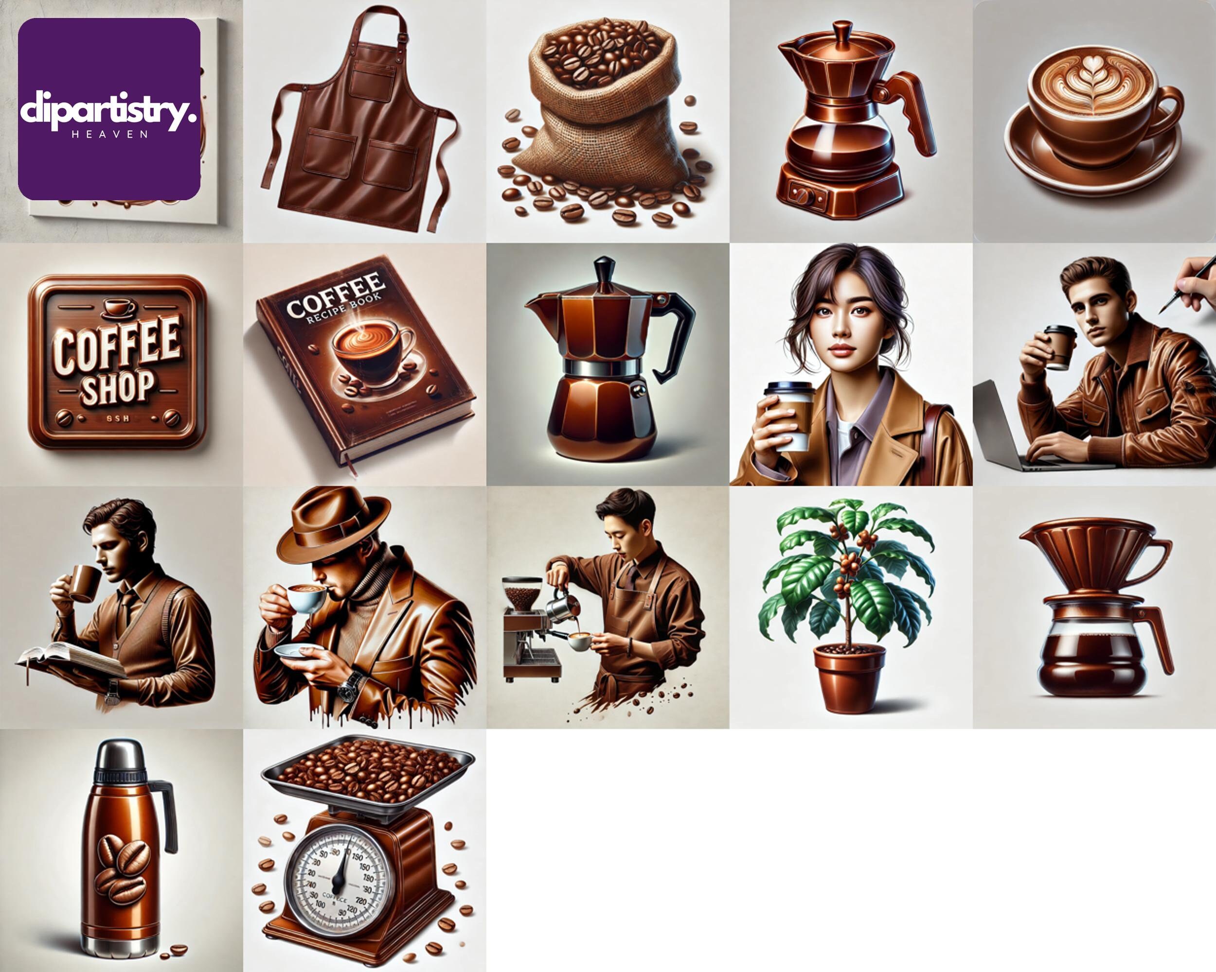Coffee Clipart Bundle Brown Color Scheme Planner Stickers 300DPI PNG ...