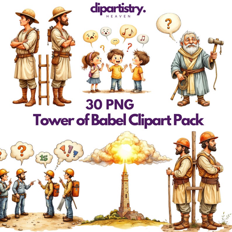 Tower of Babel Clipart Pack | Bible Story Builders | 30 PNG ...
