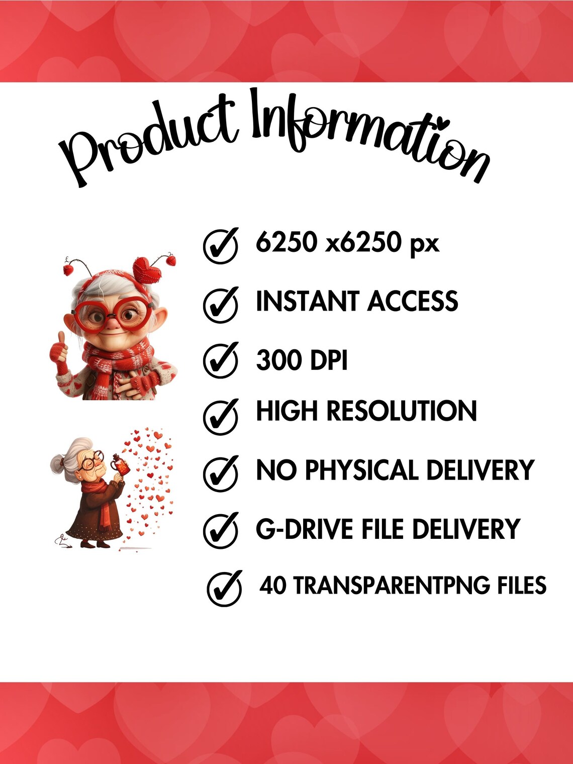 Funny Old Ladies Clipart for Valentine's Day: Whimsical Granny PNG ...