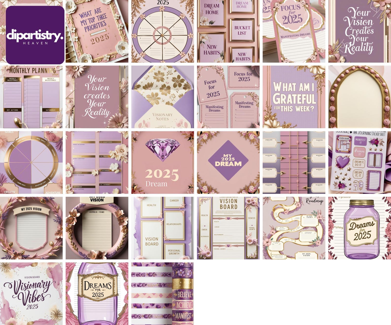 Vision Board JPG, Visionary Vibes 2025 DIY Vision Board Journal Kit ...