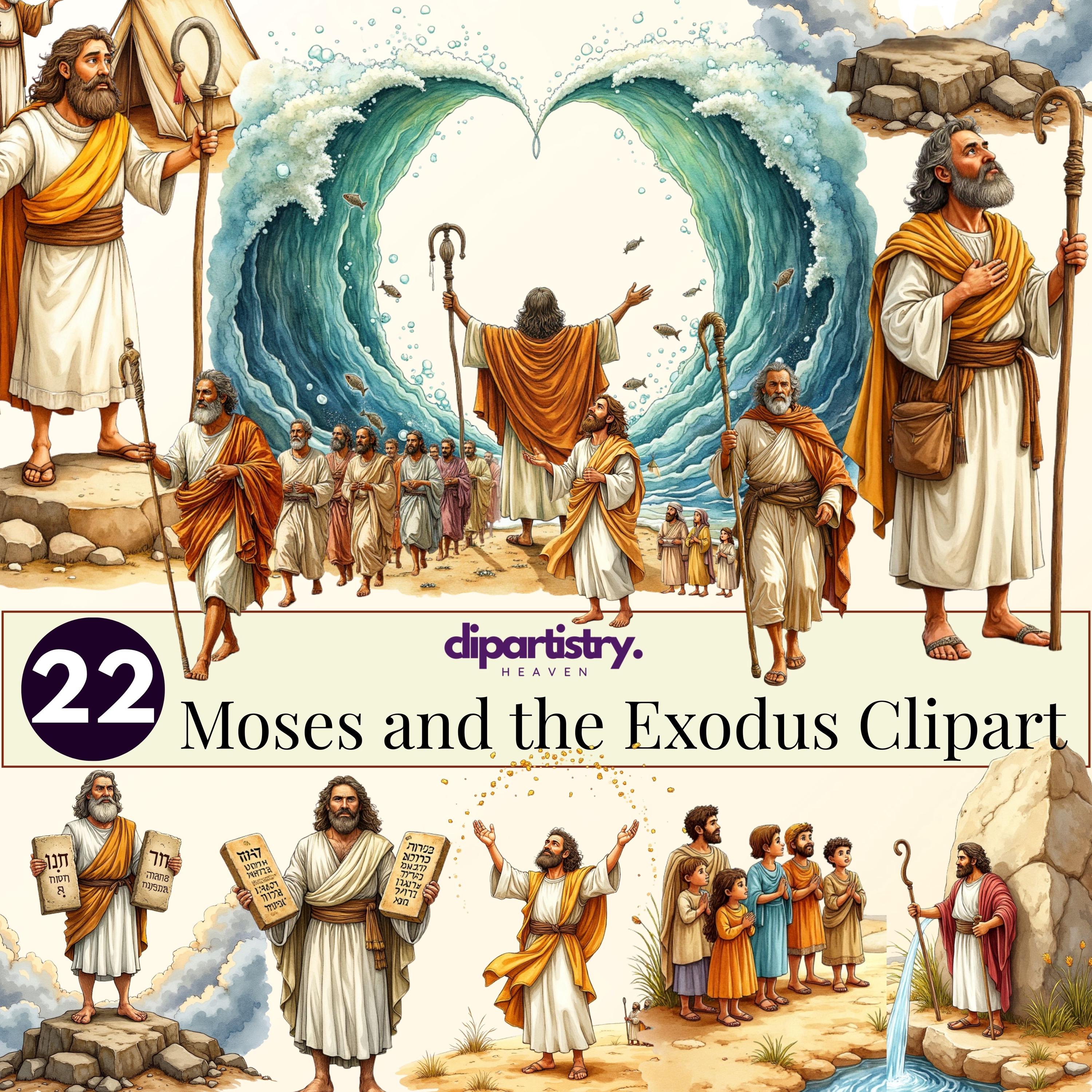 Moses and the Exodus Clipart PNG Set | Bible Story Christian Clipart ...