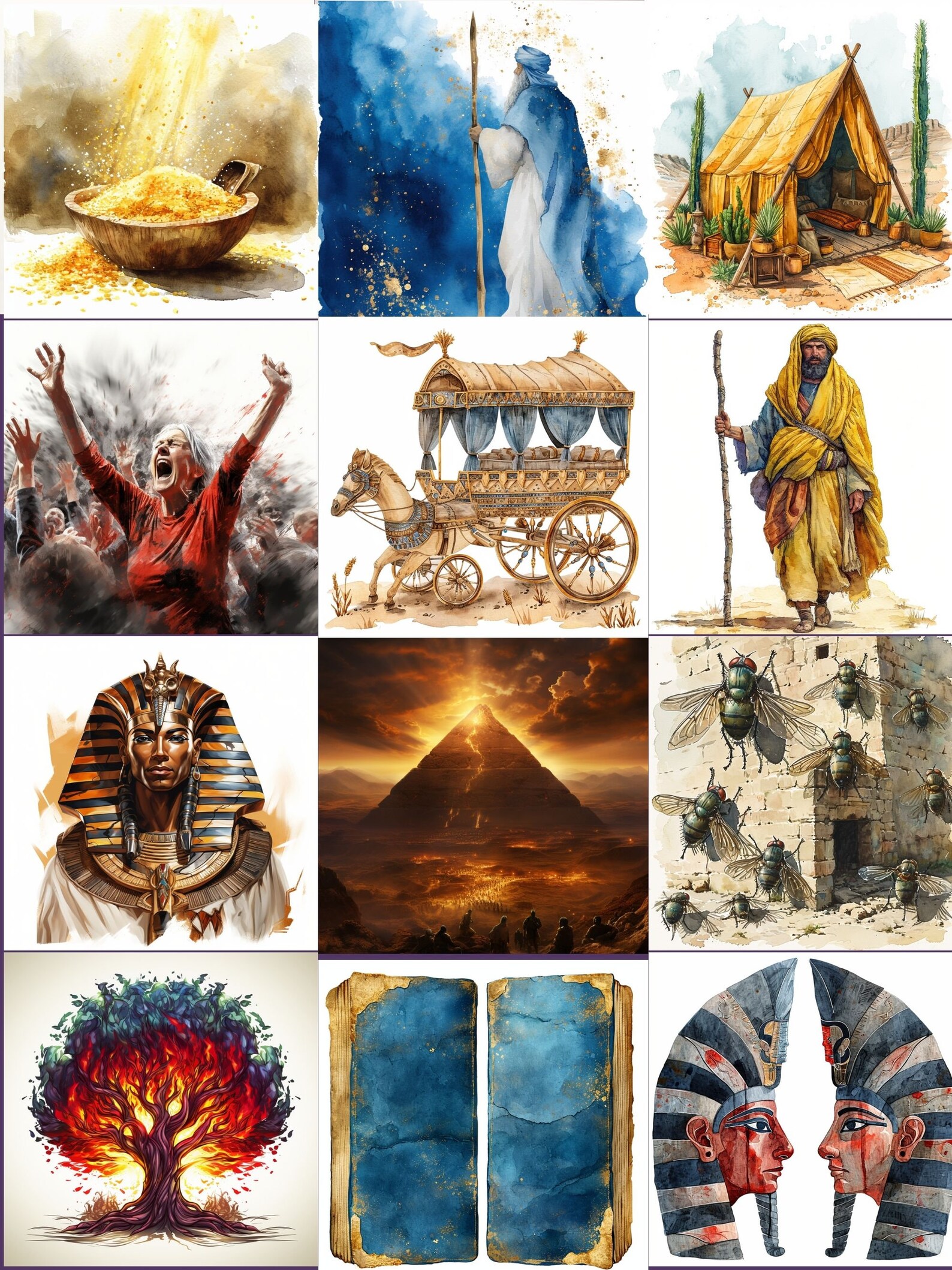 Passover Watercolor Clipart Bundle: Moses, Exodus Themes (PNG) - Etsy