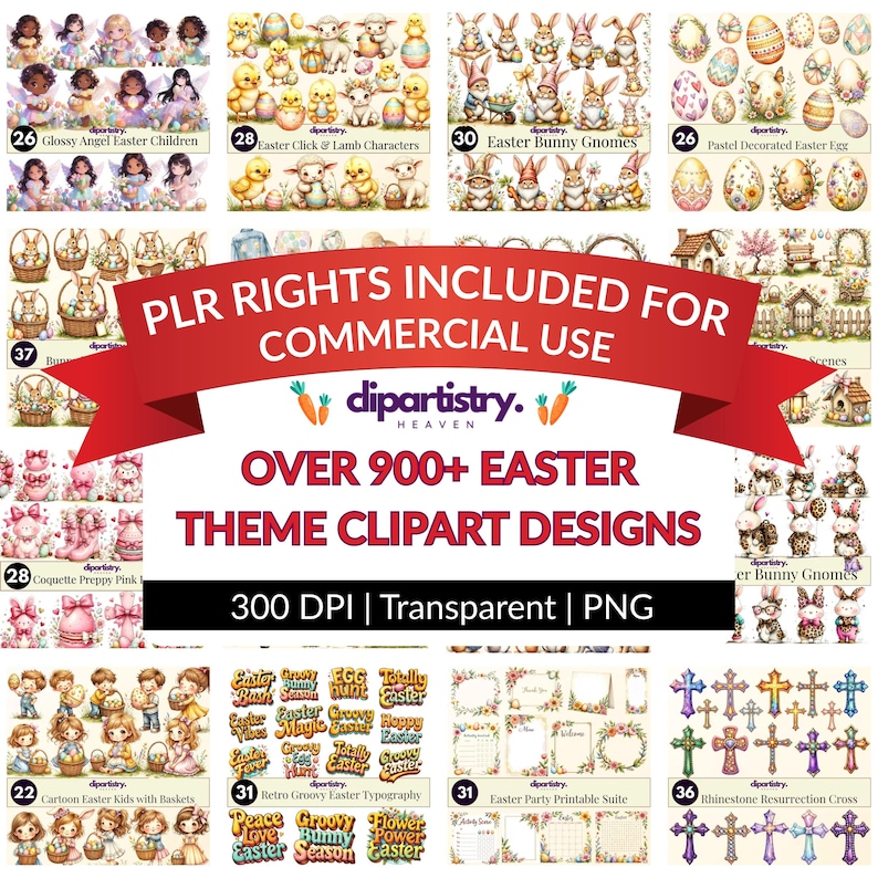 Easter Clipart Bundle | Watercolor Bunnies, Eggs, Spring Graphics ...
