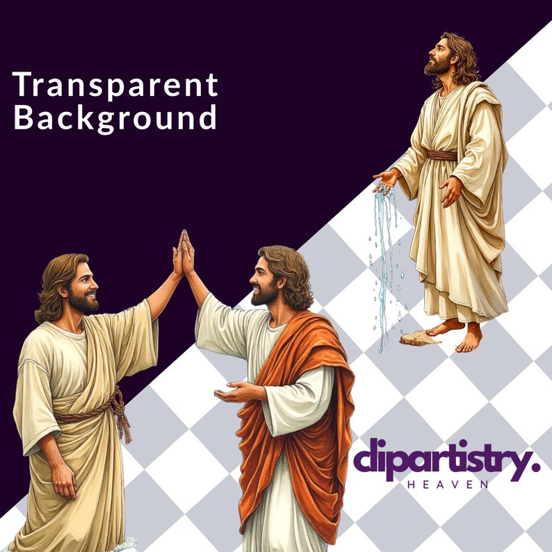 Jesus’ Baptism Clipart Set | 20 PNG Christian Story Illustrations ...