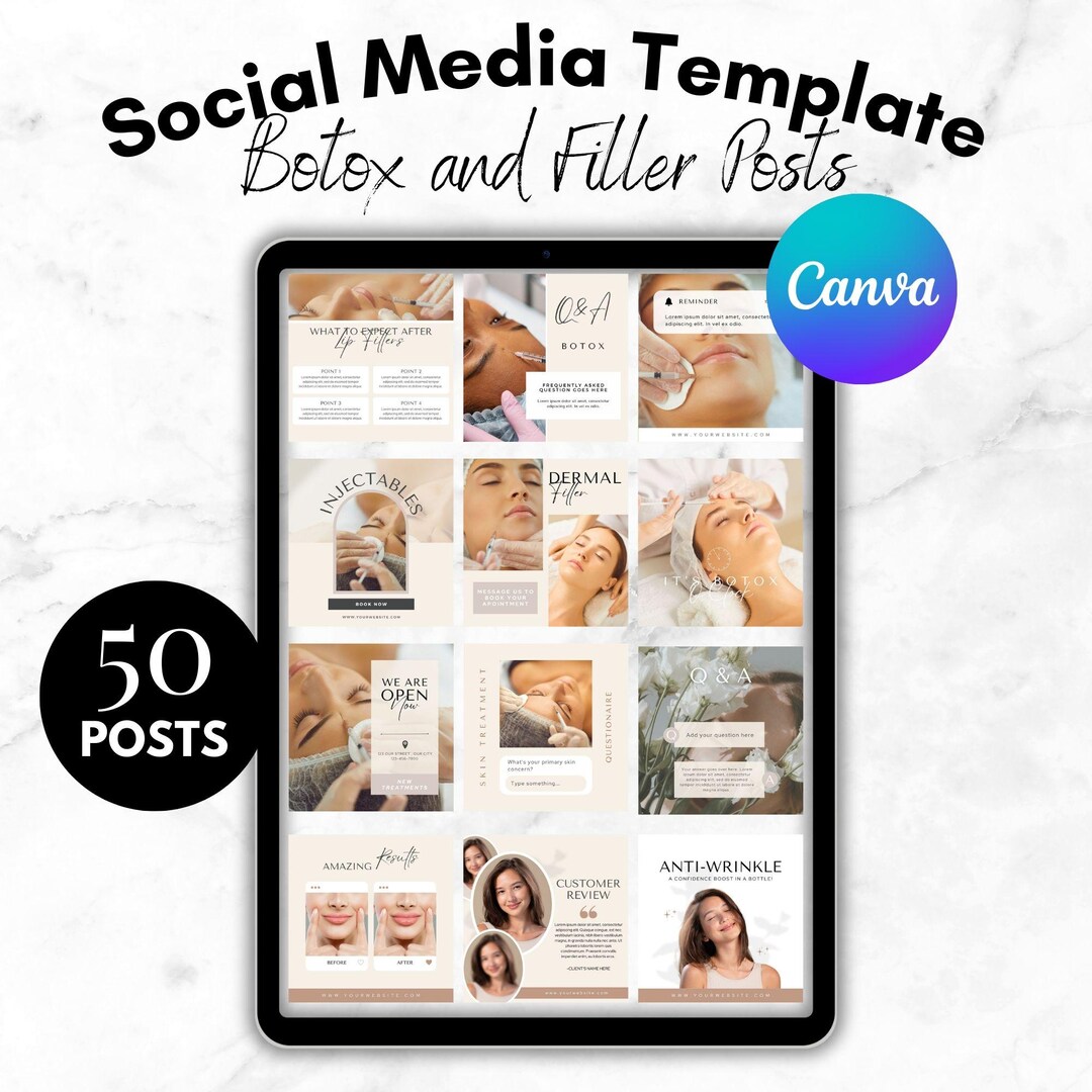 50 Botox & Filler Instagram Post Templates editable Canva Designs for ...