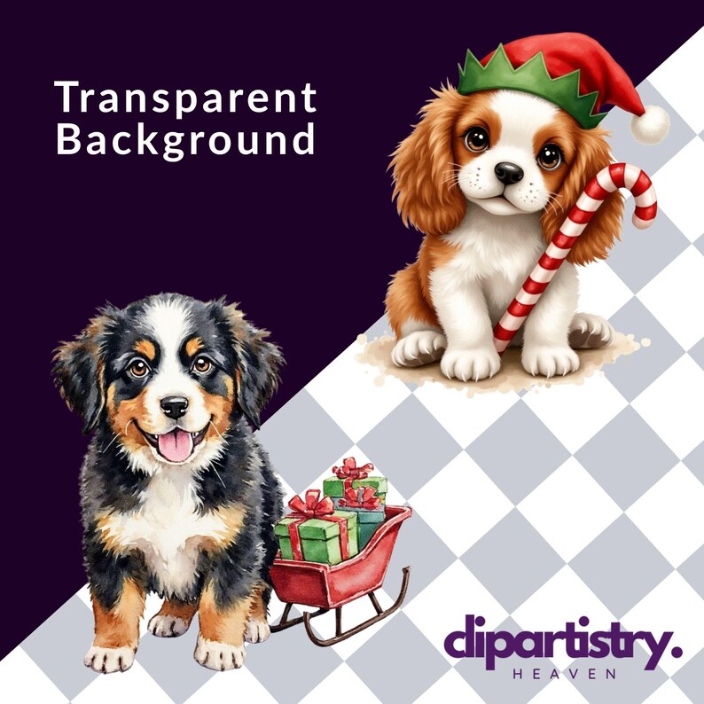 Dog & Puppy Clipart Bundle | Christmas Theme – Winter Pet Clipart PNG ...