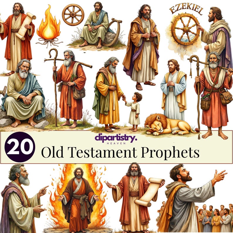 Old Testament Prophets Clipart Set – 20 Bible Character Pngs for ...