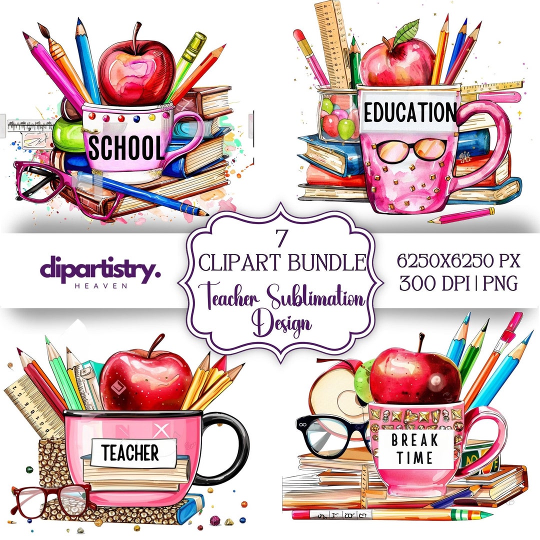 Teacher Sublimation PNG Bundle | School PNG for Personalized Craft for ...