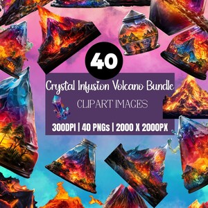Volcano PNG, Watercolor Clipart, Crystal Eruption Fantasy Commercial ...
