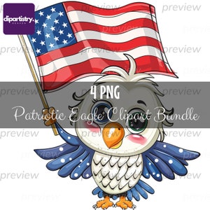 Patriotic Eagle Clipart Bundle 4th of July American Flag Illustrations ...