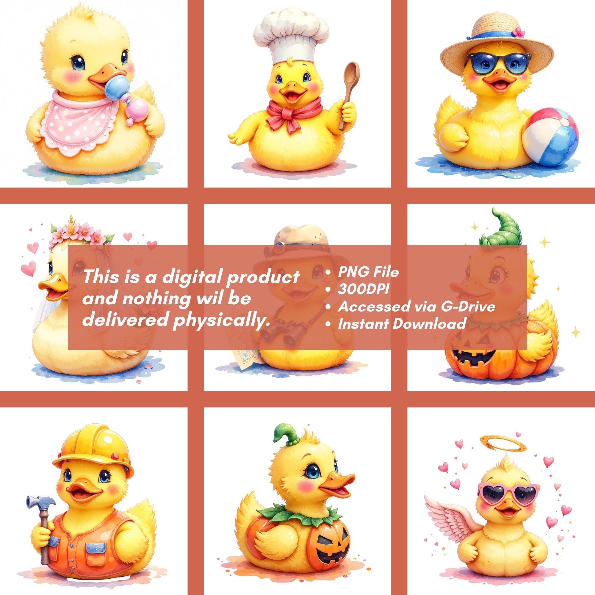Rubber Ducky Clipart Bundle With Cute Yellow Ducks for Birthdays ...