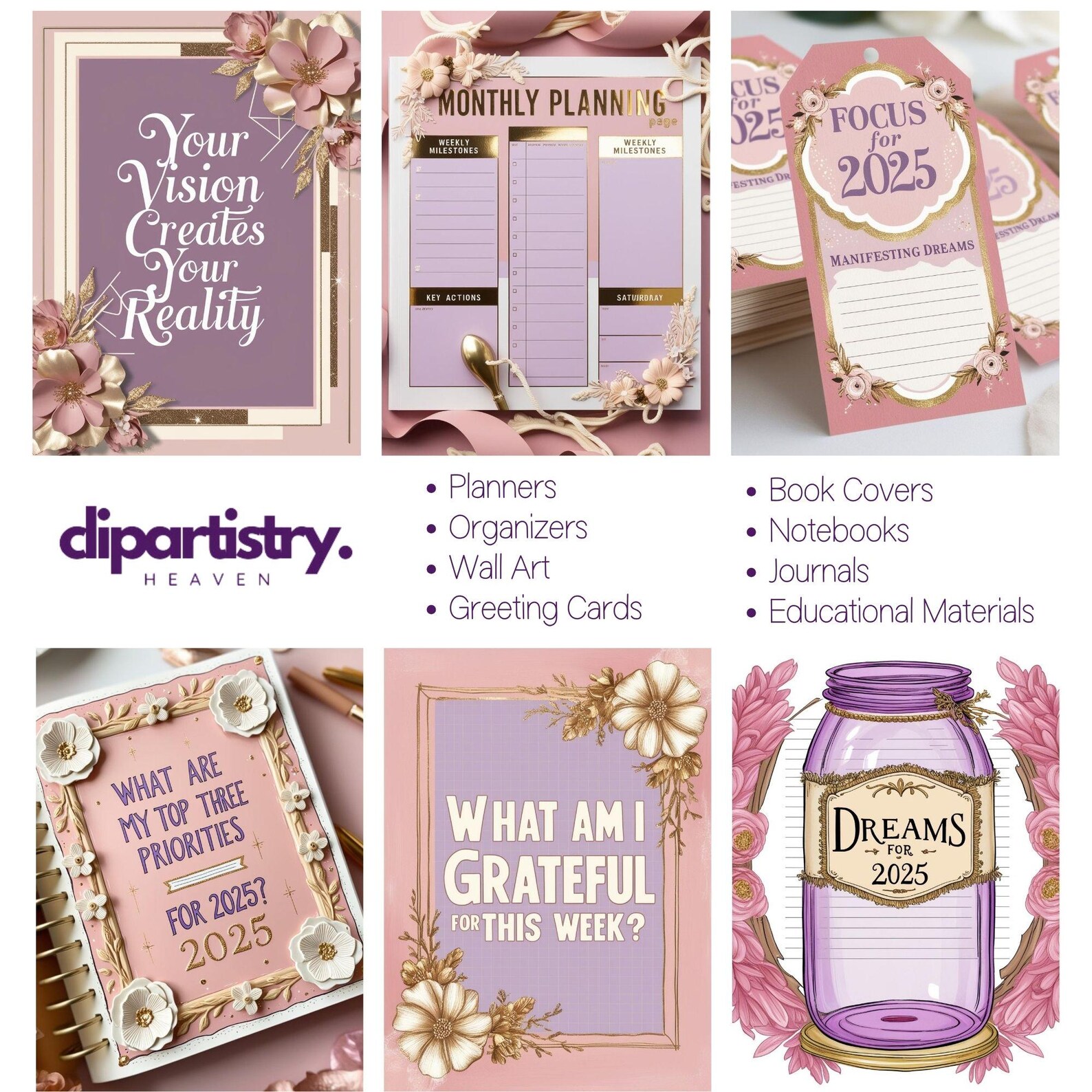 Vision Board JPG, Visionary Vibes 2025 DIY Vision Board Journal Kit ...