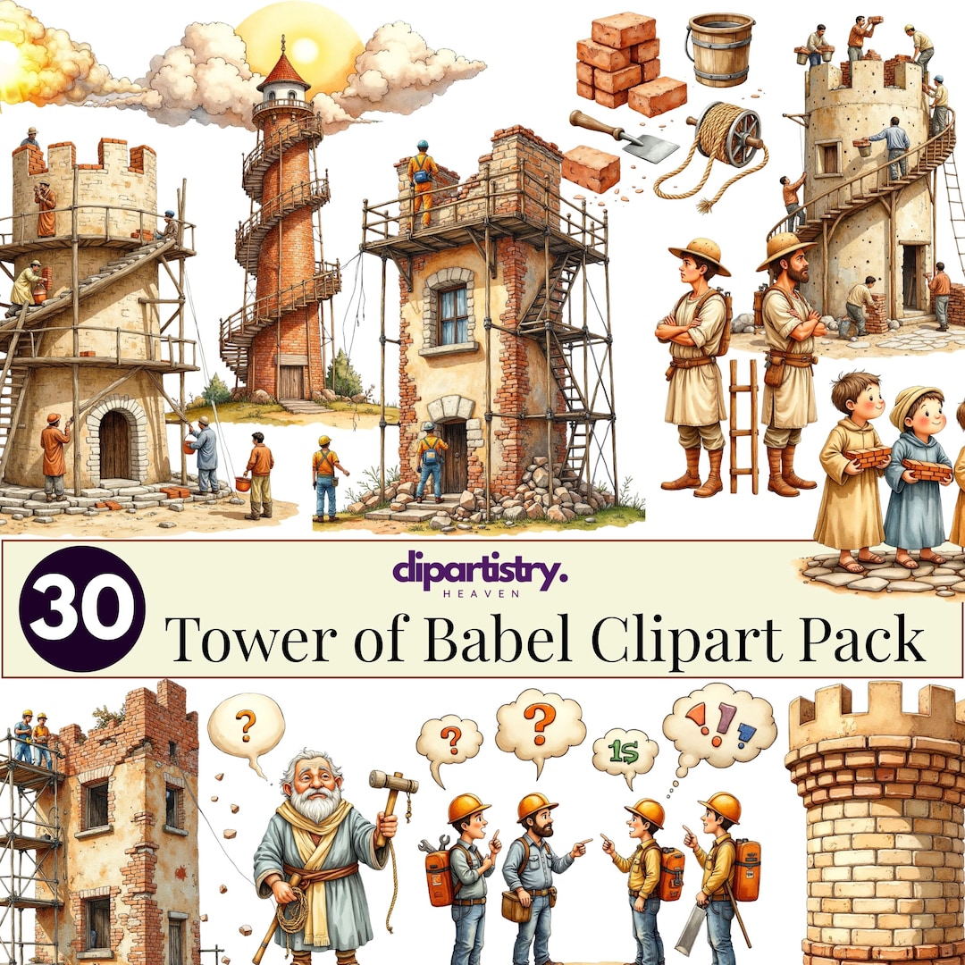 Tower of Babel Clipart Pack | Bible Story Builders | 30 PNG ...