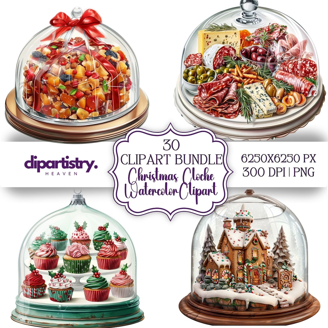 Christmas Cloche Watercolor Clipart Bundle High Quality 300dpi PNG ...