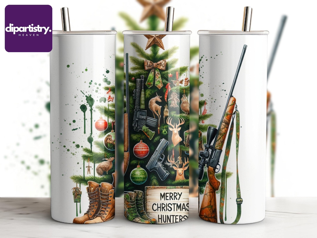 Merry Christmas Hunting Theme PNG for Tumbler Wraps and T-shirts Deer ...