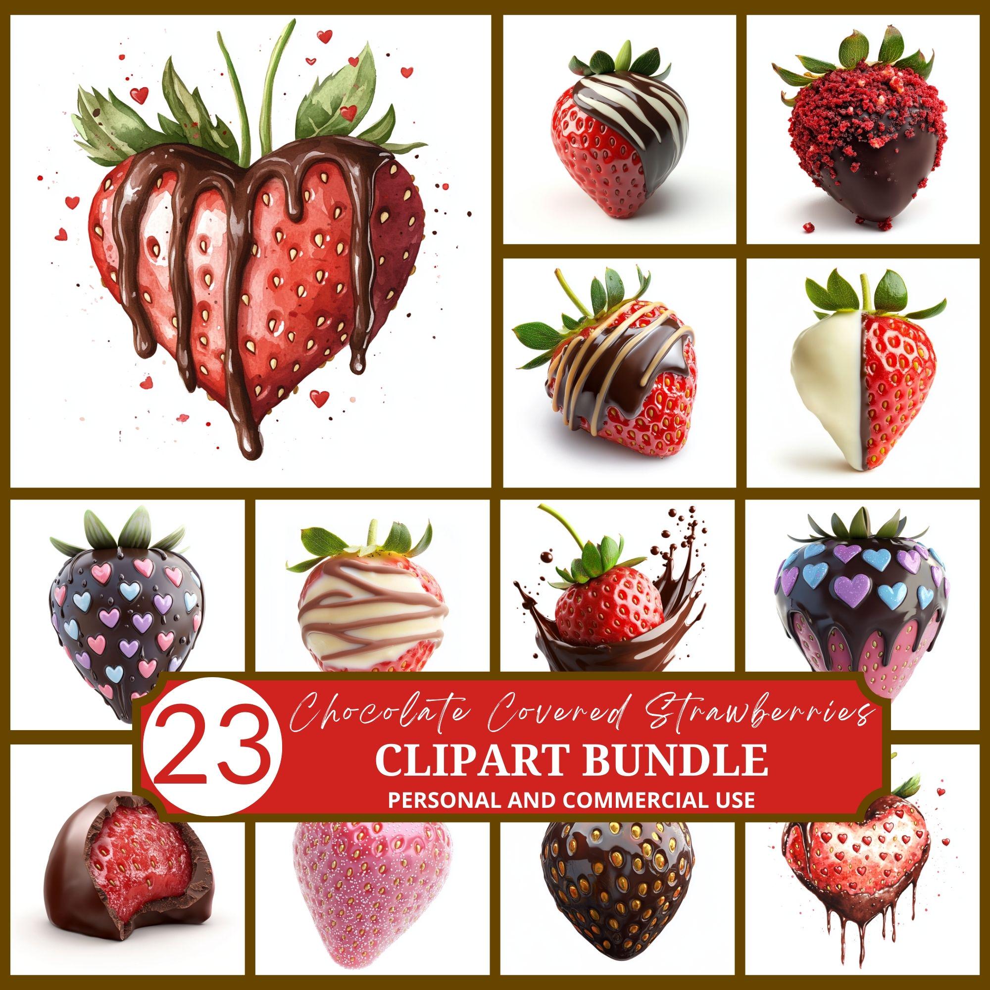 Chocolate Covered Strawberry Clipart Watercolor Valentines Sweet Treat PNG Dessert Fruit Clipart ...