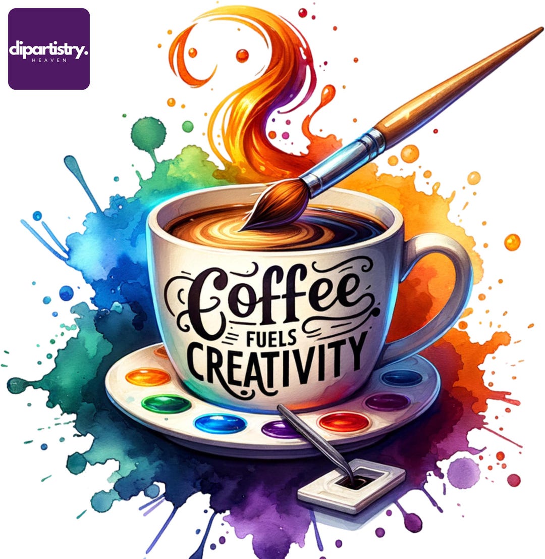 Coffee Fuels Creativity Art Print: Colorful PNG Clipart (digital ...