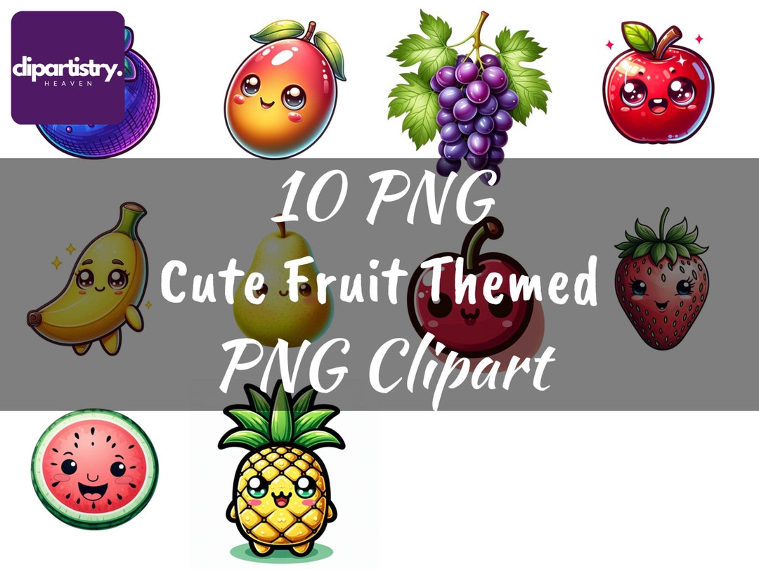 Cute Fruit Digital Art Set Colorful Blueberry & Mango Illustrations for ...