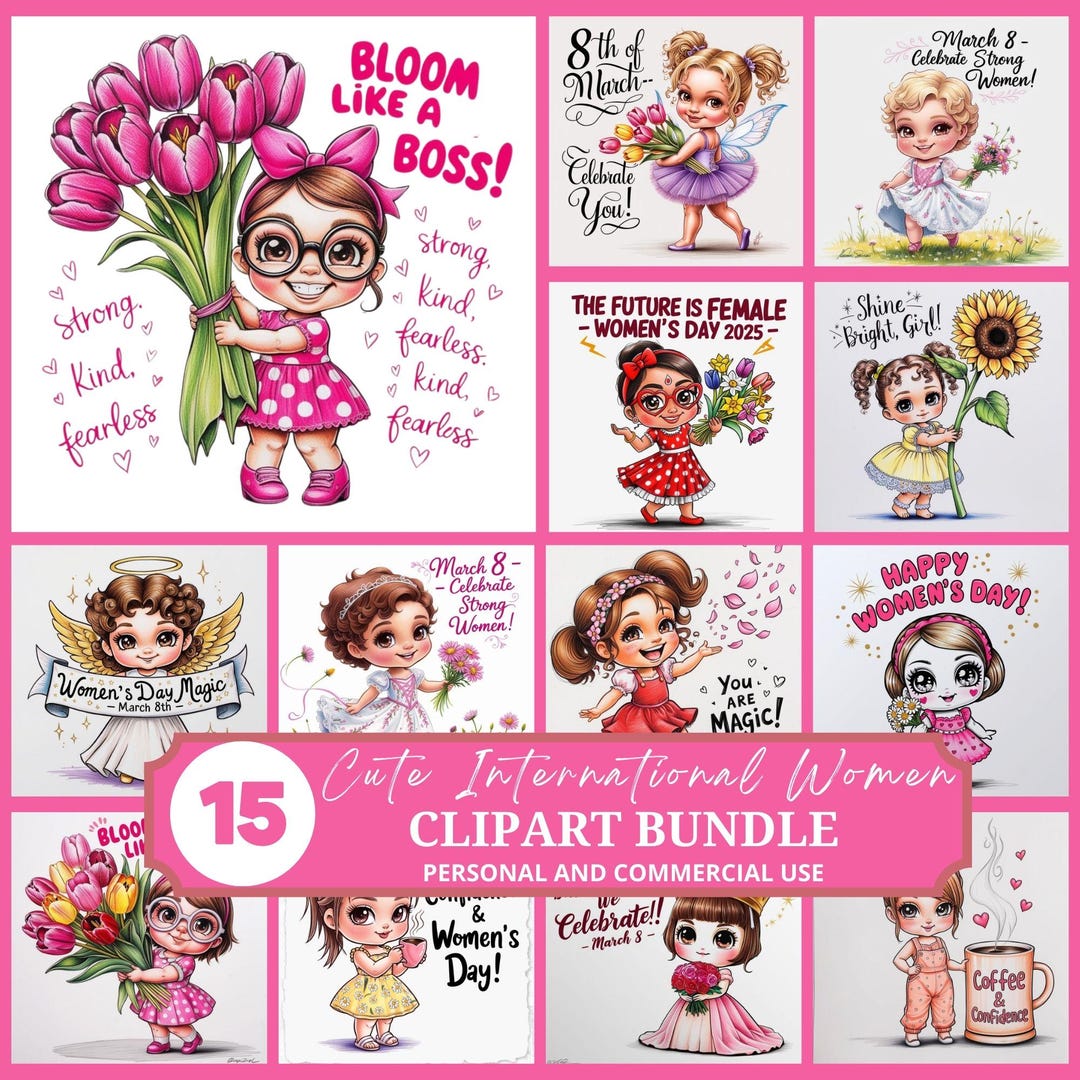 Women's Day Clipart - International Women's Day Designs - Girl ...
