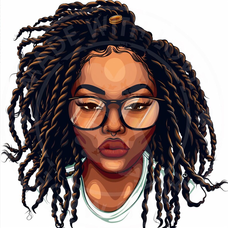 Afro Locs Messy Bun PNG Design Dreadlock Hairstyle Sublimation Download ...