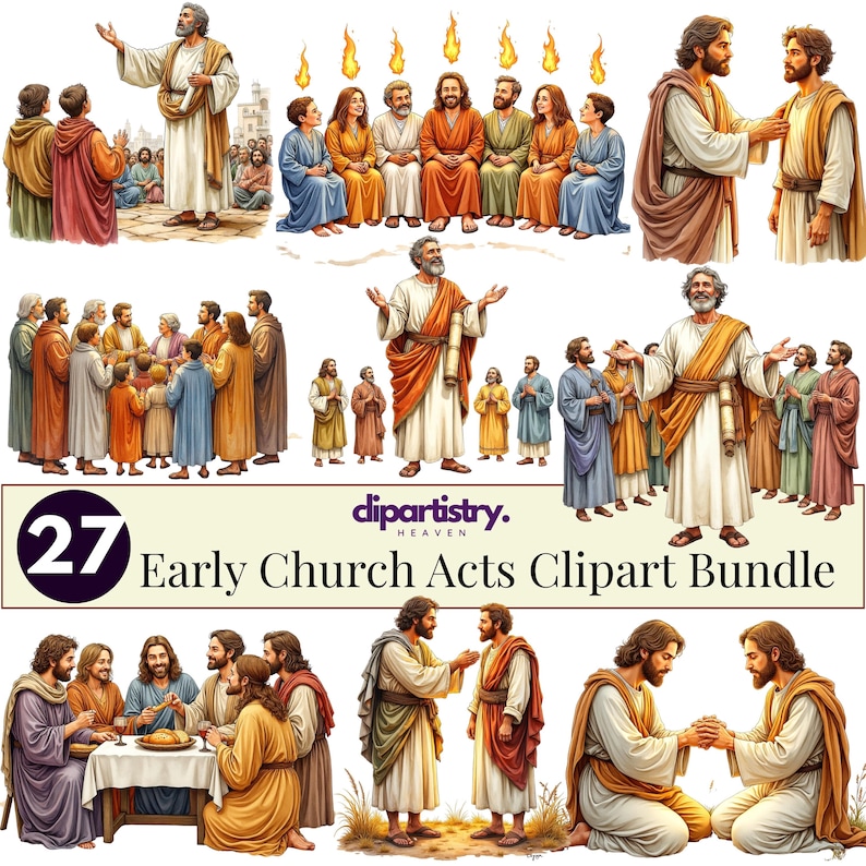 Early Church Acts Clipart Bundle, Bible Book of Acts PNG, Pentecost ...