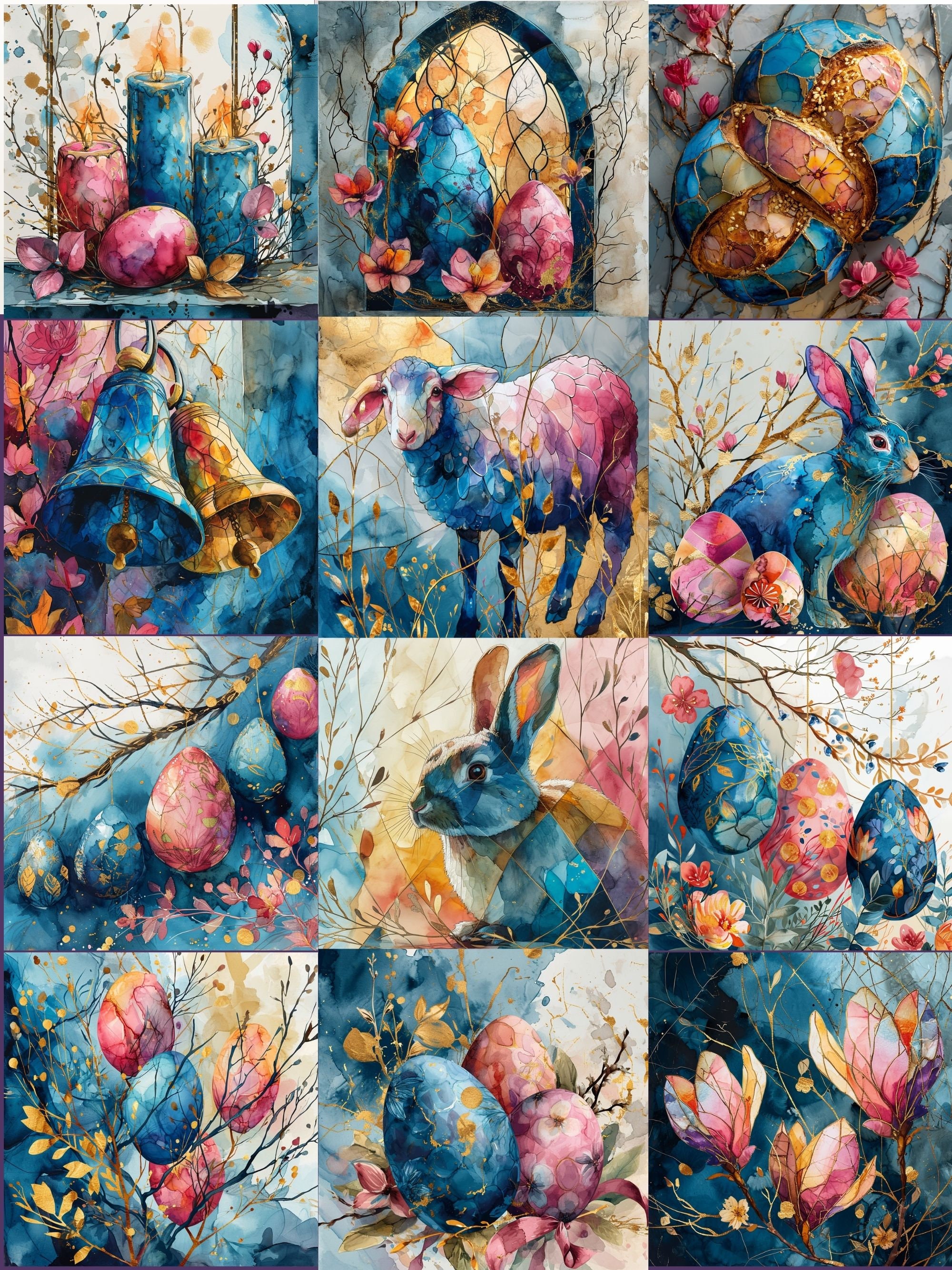 Easter Clipart Bundle Stained Glass Effect: Exquisite Digital Art ...