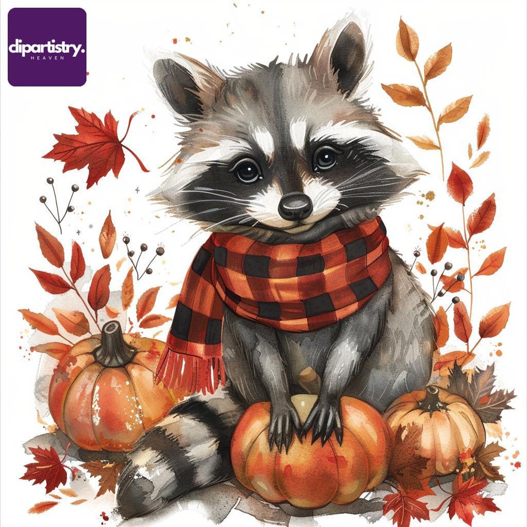 Fall Raccoon Pumpkin Clipart Set – Autumn PNG Digital Download - Etsy