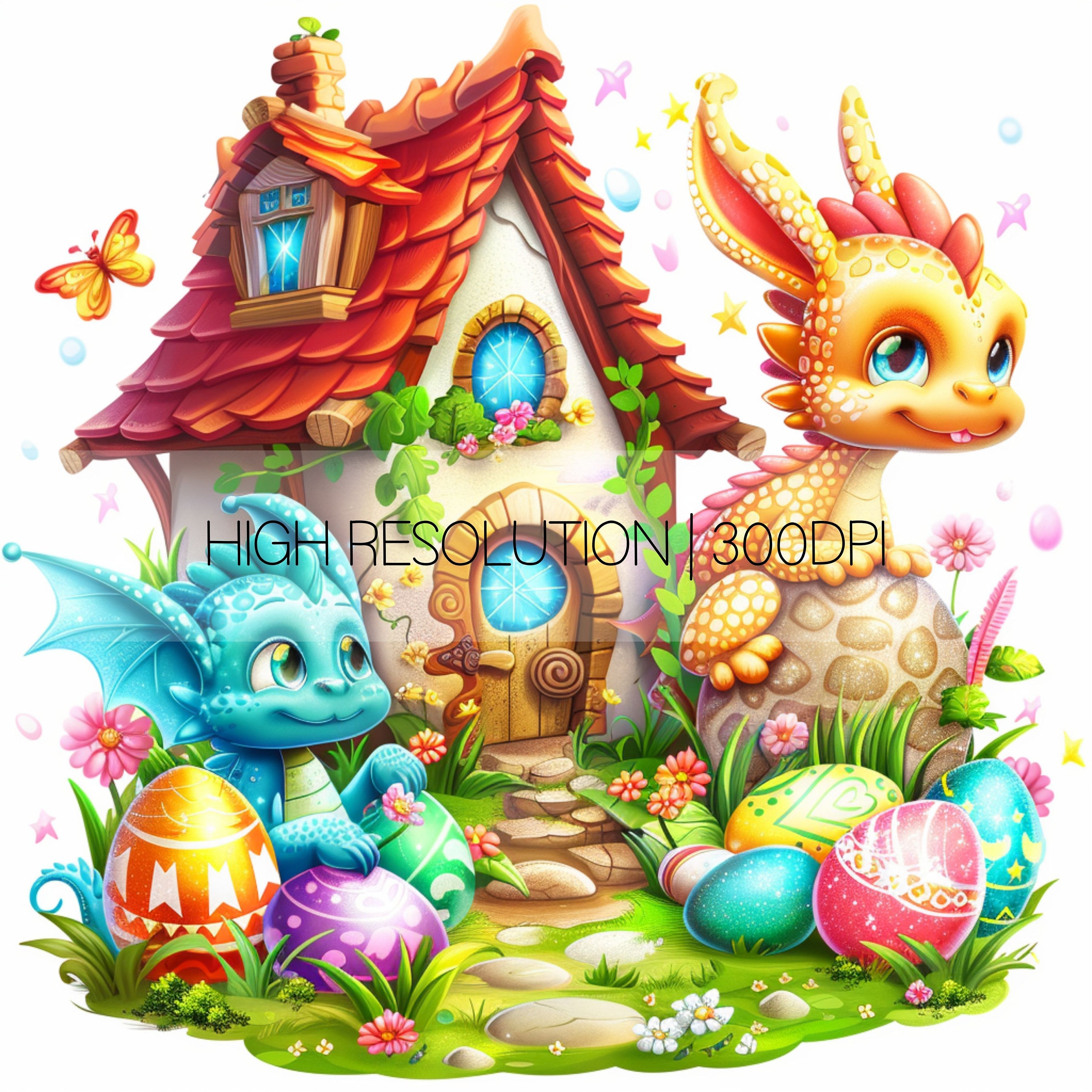 Easter Bunny Dragon Clipart Bundle Personalized and Custom AI Generated ...