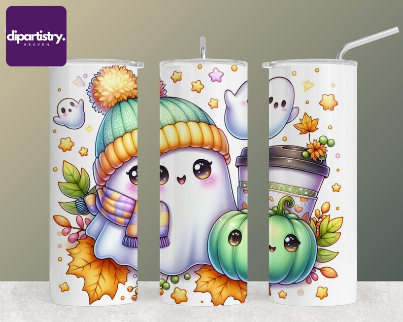Cute Ghost Adorable PNG for Halloween Coffee Art for Mugs Stickers T ...