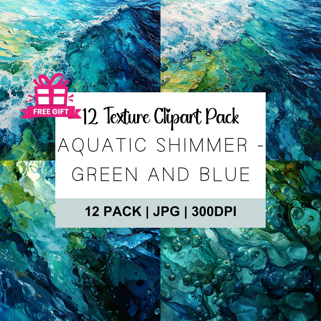 Texture Background Aquatic Shimmer, 12 Dazzling High Quality Textures, for Digital Creators, 3D ...
