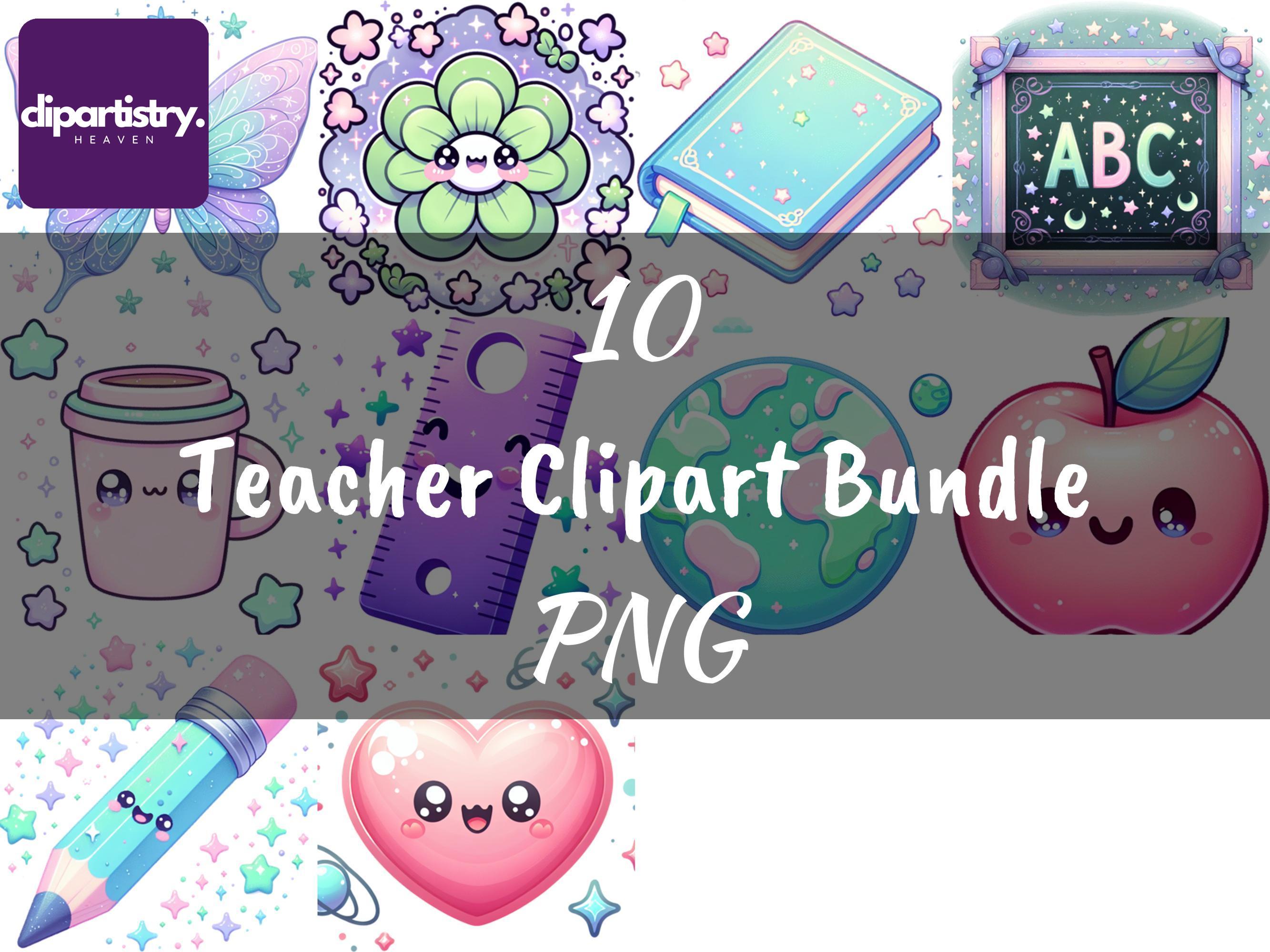 Cute Teacher Clipart Bundle - Kawaii Classroom Art PNG for Journals and ...