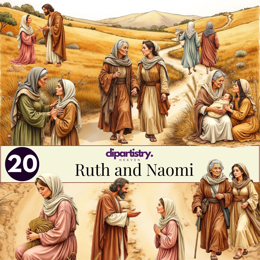 Ruth and Naomi Bible Story Clipart – 20 PNG Christian Illustrations ...