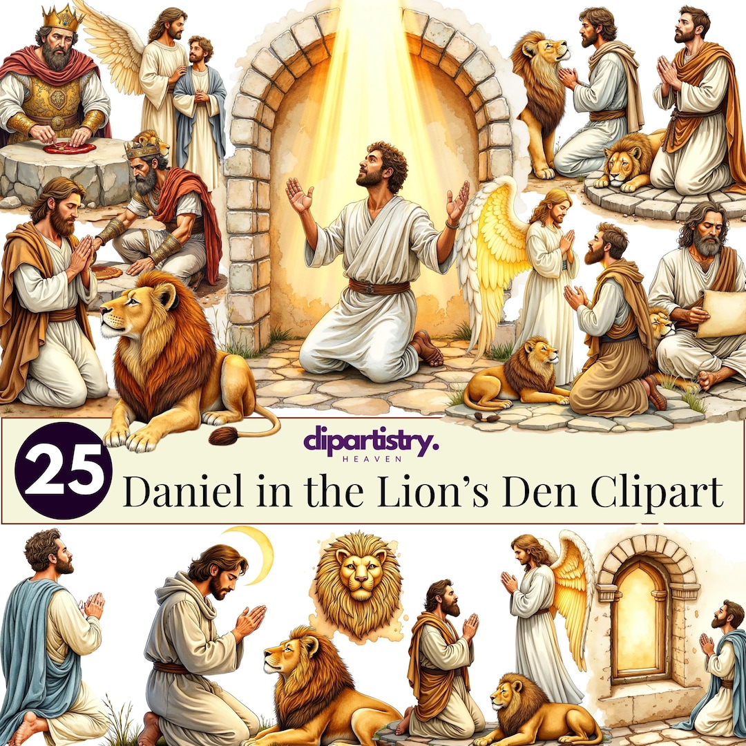 Daniel in the Lion’s Den Clipart PNG – Old Testament Bible Story ...